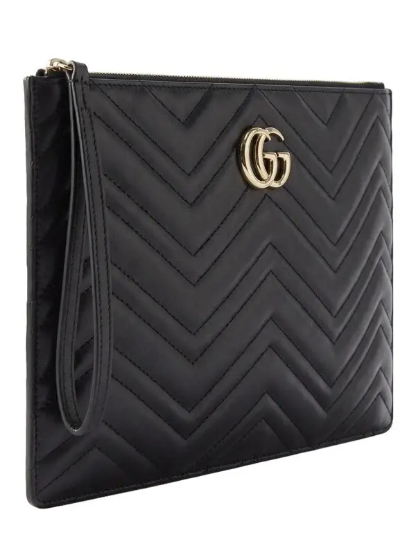Gucci Gg Marmont Quilted Leather Pouch - Black