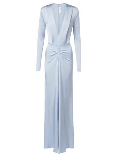 Victoria Beckham Gathered Jersey Gown - Blue