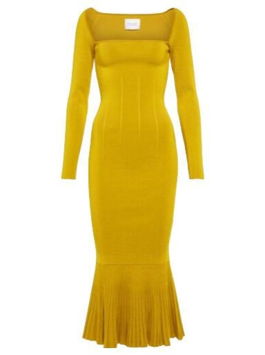Galvan Atalanta Ribbed-knit Midi Dress - Yellow