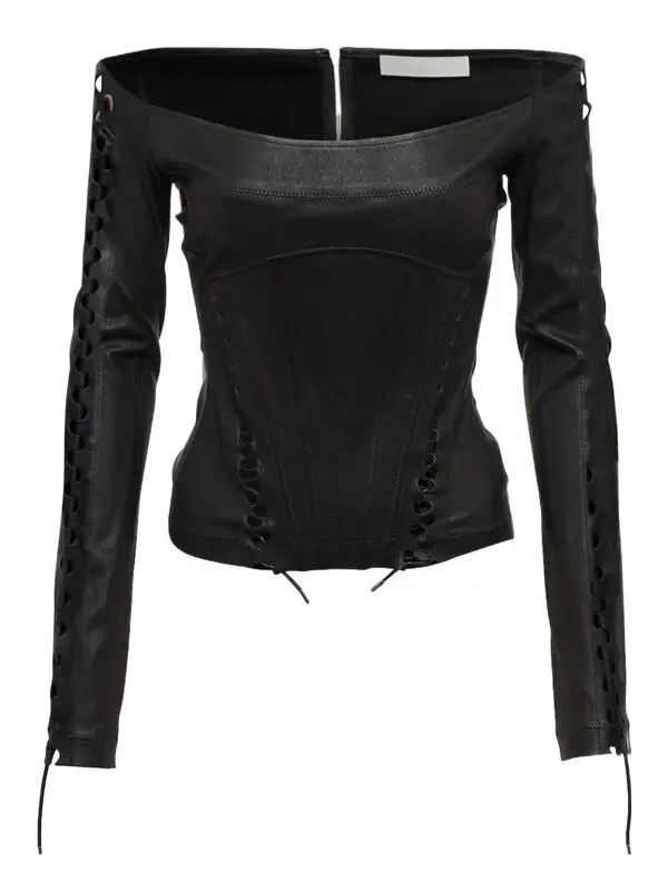DION LEE Hinge Tie Blouse - Black