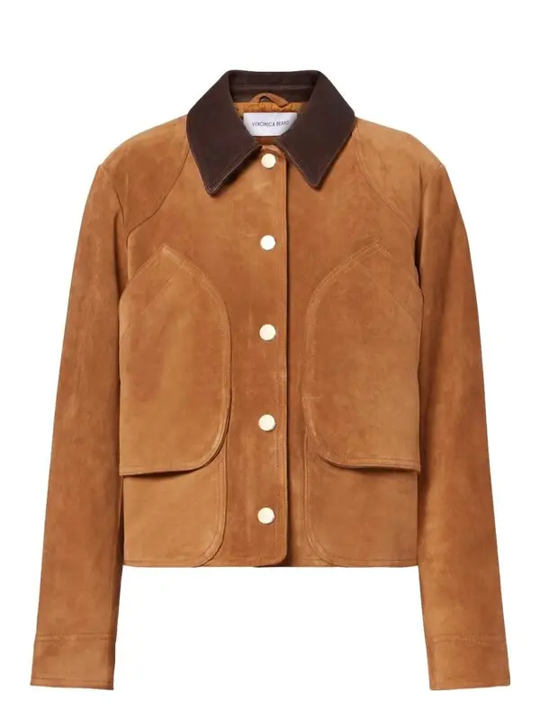 Veronica Beard Walters Suede Field Jacket - Brown