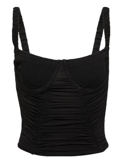 DION LEE Ruched Bustier Top - Black