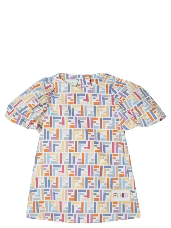 Fendi Ff Logo Puff Sleeve Dress - Multi-color