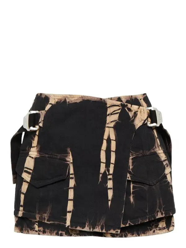 DION LEE Zigzag Dyed Denim Wrap Mini Skirt - Black
