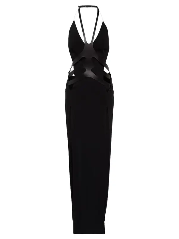 DION LEE Halterneck Gown With Cut-outs And Chain Detail - Black