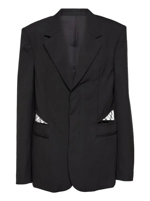 DION LEE Lace Trimed Cutout Suit Jacket - Black