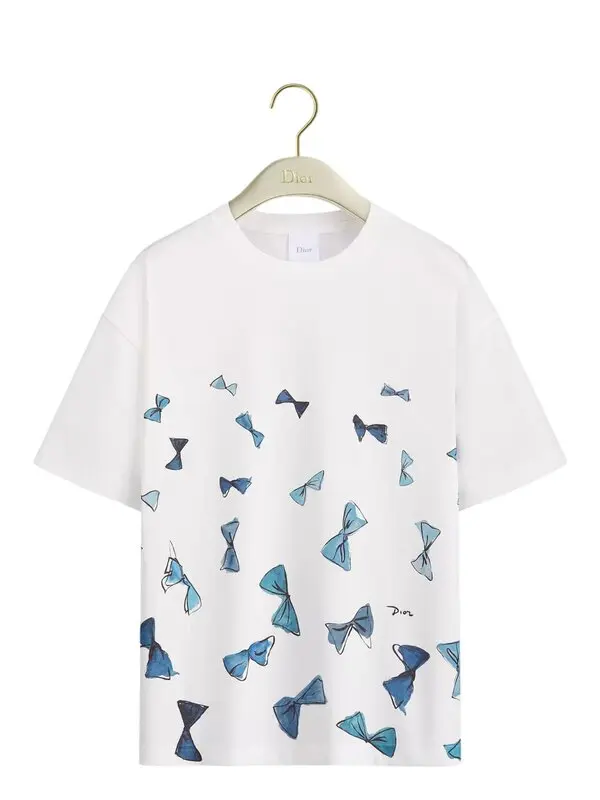 Dior Oversized T-shirt With Bows Motif - White