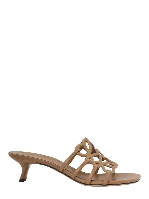 Loewe Petal Anagram Slide In Soft Calfskin - Brown