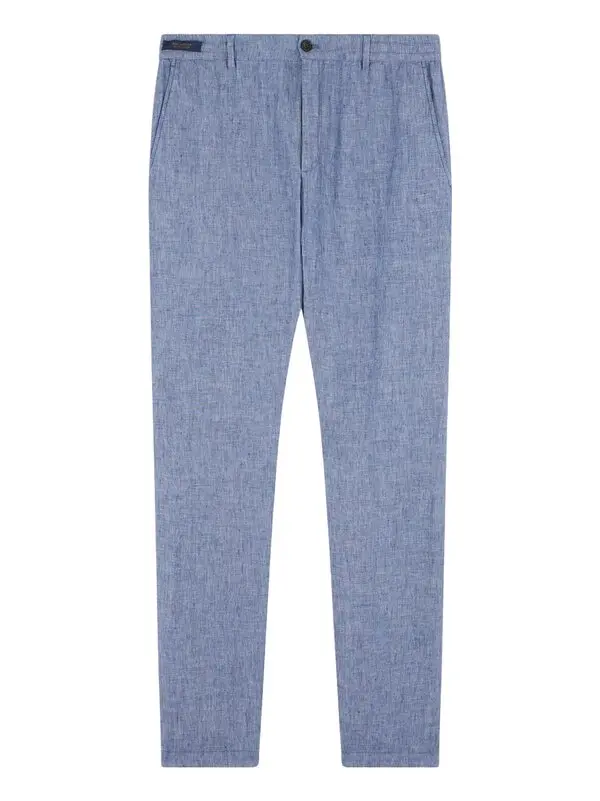 Paul & Shark Linen Chino Trousers With Drawstring - Blue