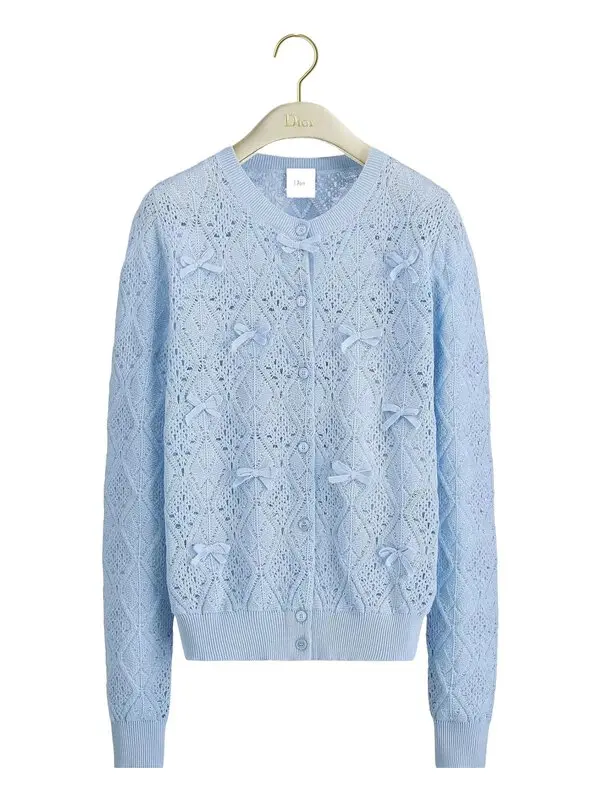 Dior Long-sleeved Cardigan With Bow Detail - Blue