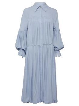 Khaite Pleated Dress With Classic Collar - Gray