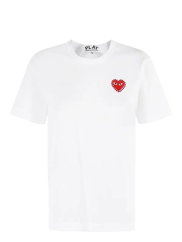 Play Comme Des Garcon Crew Neck T-shirt - White Red