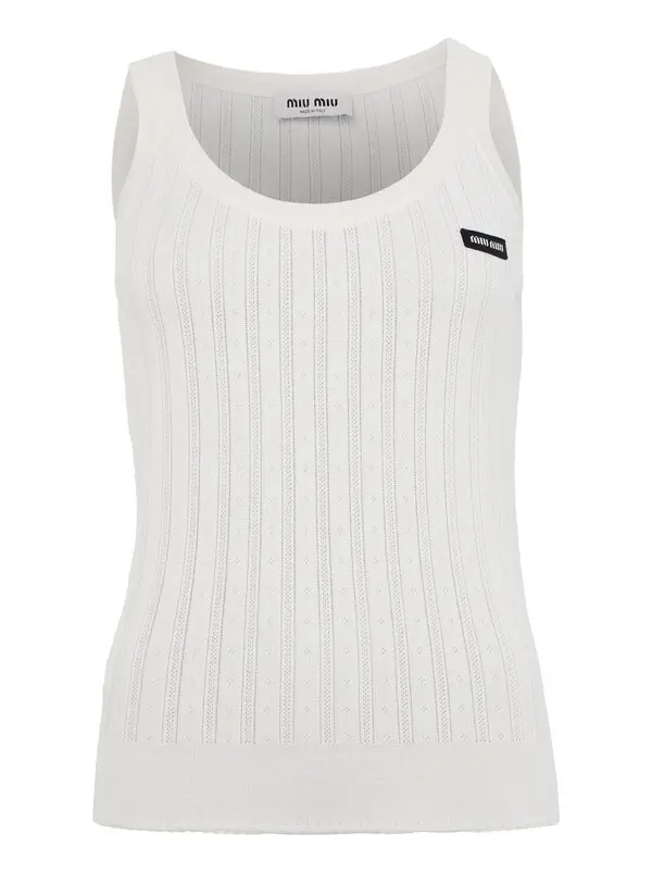 Miu Miu Round Neck Sleeveless Vest - White