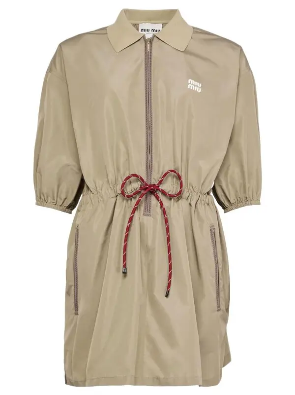 Miu Miu Short Sleeve Lapel Dress - Nude