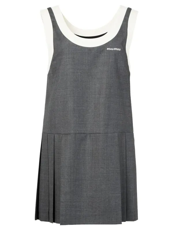 Miu Miu Sleeveless Pleated Dress - Gray