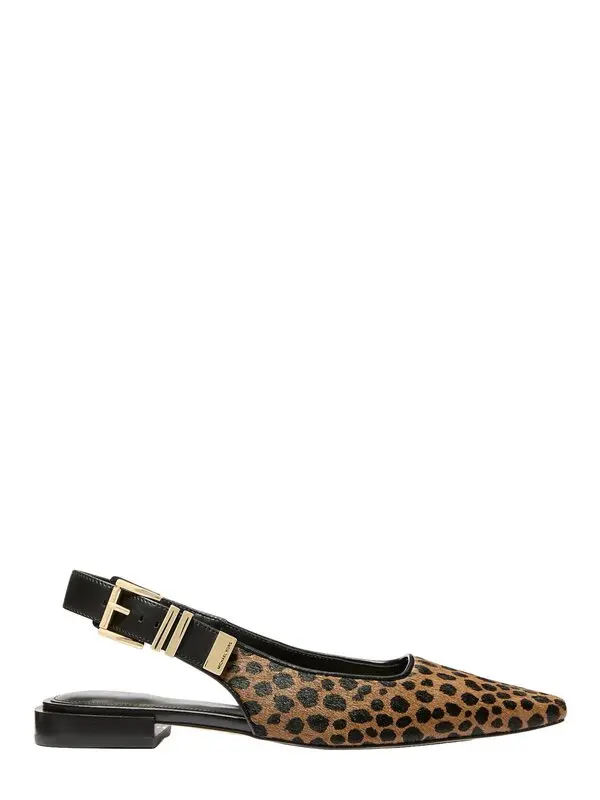Michael Kors Darrington Leopard Printed Slingback Flat - Black