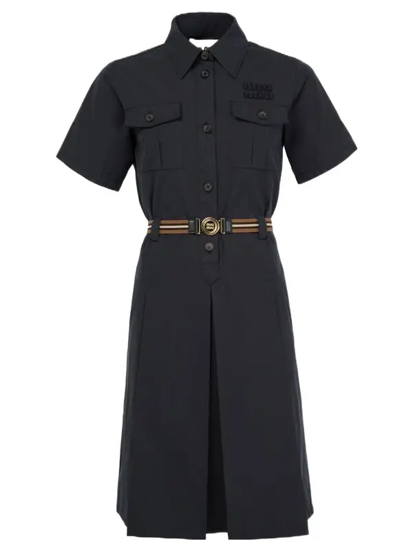 Miu Miu Belted Shirt Dress - Blue