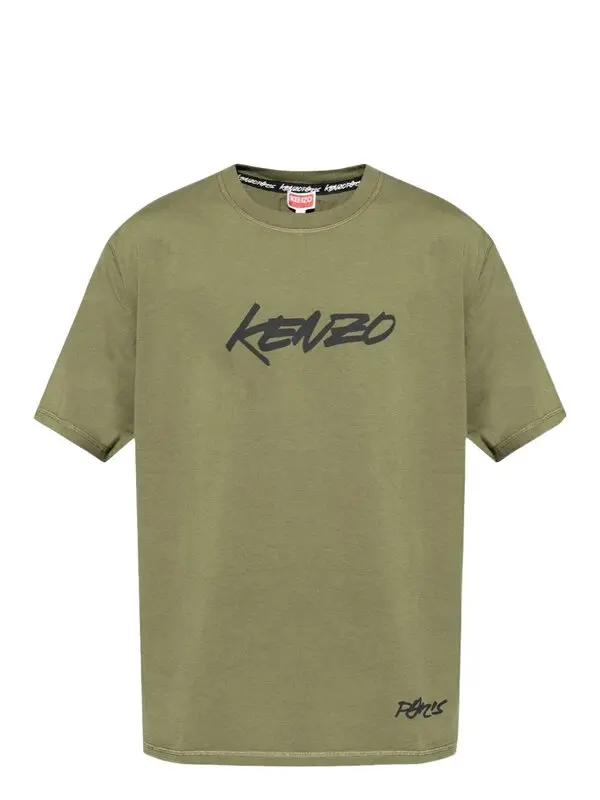 Kenzo Logo Printed Crewneck T-shirt - Gray