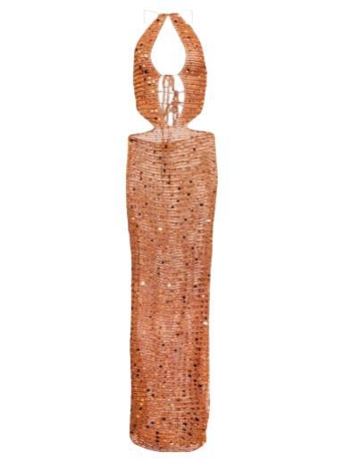 AYA MUSE Morel Cutout Sequined Maxi Dress - Pink