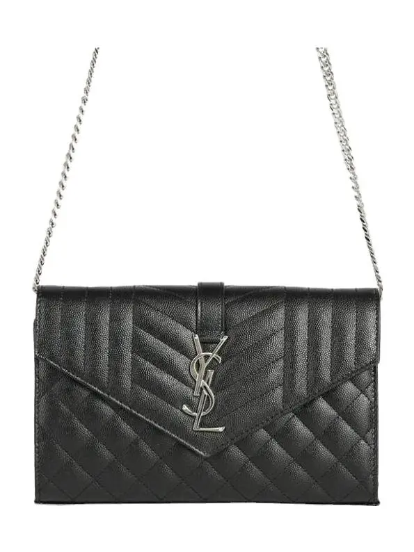 Saint Laurent Envelope Chain Wallet - Black