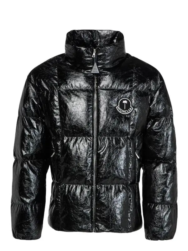 Moncler X Palm Angels Glossy Puffer Coat - Black