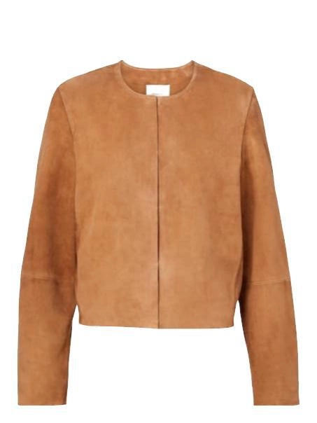 Vince Cropped Leather Jacket - Brown