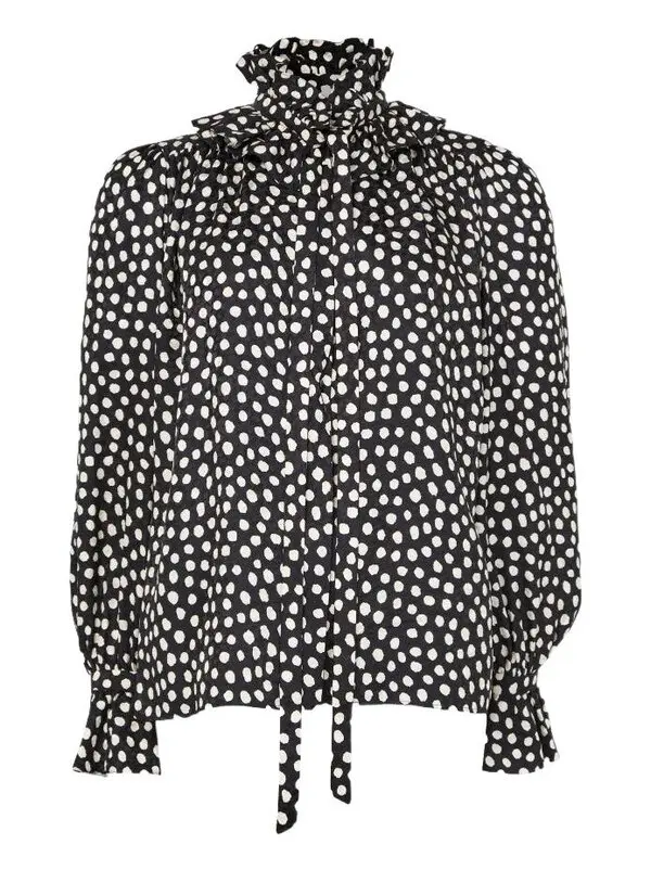 Chloé Polka Dot Pussy-bow Blouse - Black