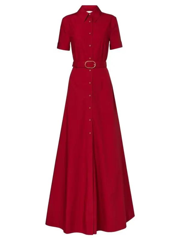 Roland Mouret Cotton Poplin Shirt Dress With Belt - Red