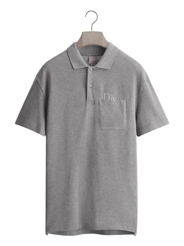 Dior Tonal Embroidery Polo Shirt - Gray