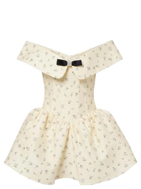SHUSHU/TONG Floral Off-shoulder Corset Mini Dress - No