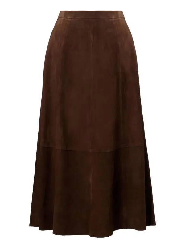 Vince Suede Midi Skirt - Brown