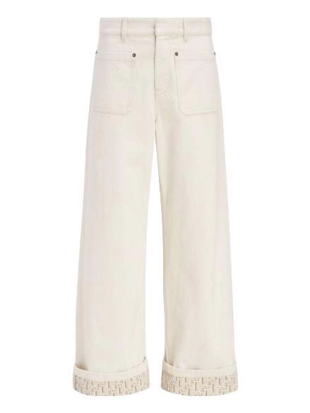 Dior Flared Jeans With Embellished Cuffs - White