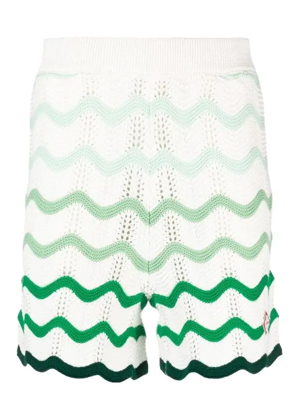Casablanca Wavy Gradient Crochet Shorts - White