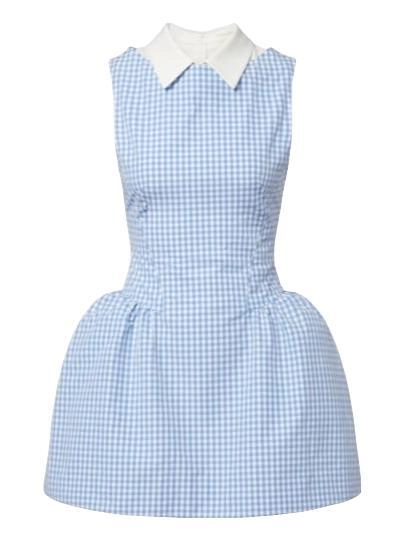 SHUSHU/TONG Gingham Cotton Minidress - Blue