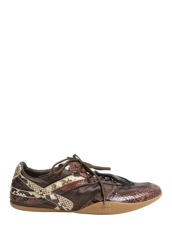 Miu Miu Snakeskin Print Leather Sneakers - Multicolor