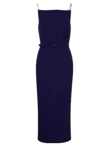 Roland Mouret Belted Crêpe Midi Dress - Navy