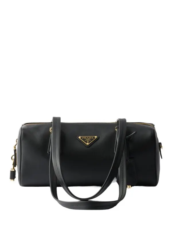 Prada Zipped Medium Tote Bag - Black