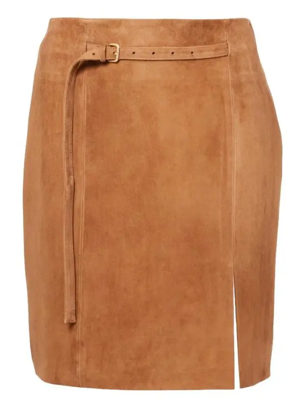 Vince Suede Slit Skirt - Brown