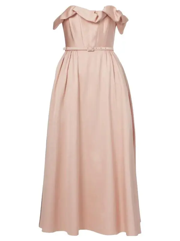 Roland Mouret Strapless Ruffled Midi Dress - Nude