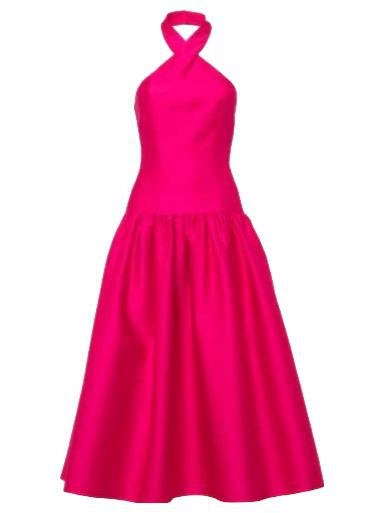 Roland Mouret Halterneck Taffeta Midi Dress - Pink