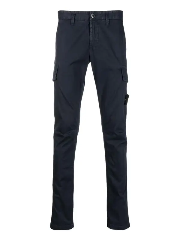 Stone Island Logo Casual Cargo Pants - Black