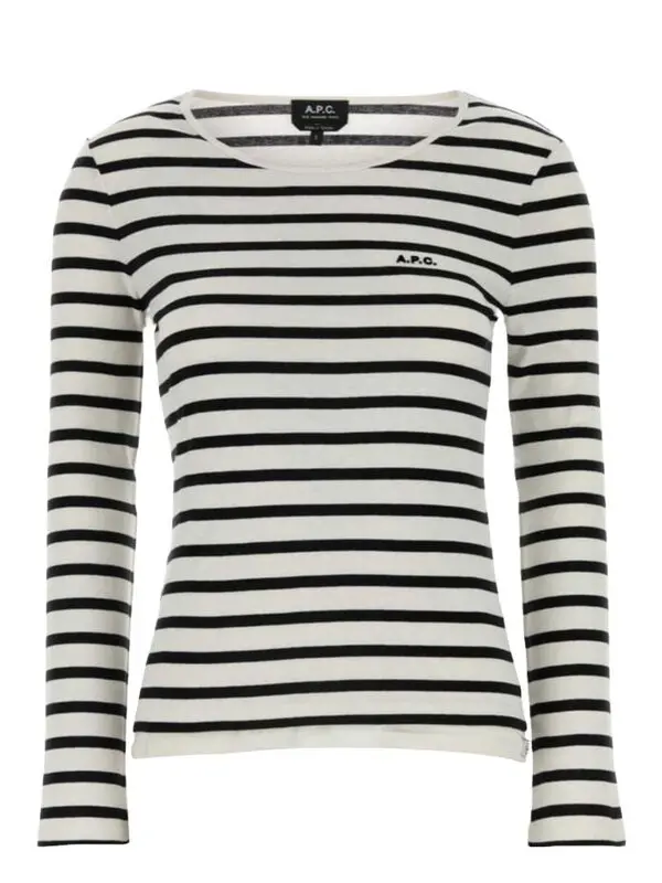 A.p.c. Long-sleeved Striped Top - White