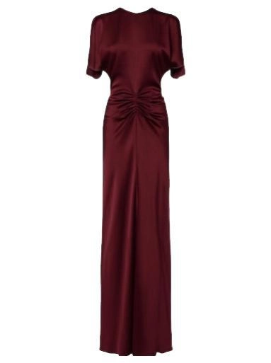 Victoria Beckham Isabella Gathered Satin Gown - Brown