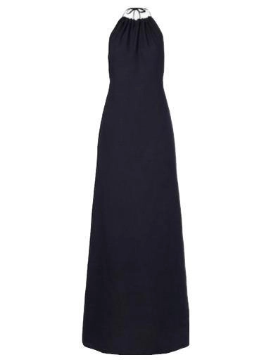 NILI LOTAN Lelia Halterneck Linen Maxi Dress - Black