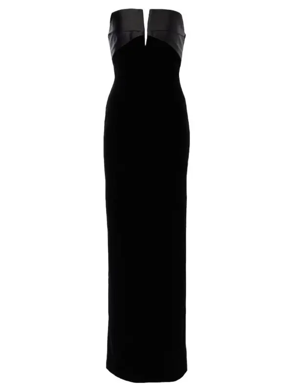 Roland Mouret Strapless Velvet Gown With Slit Detail - Black
