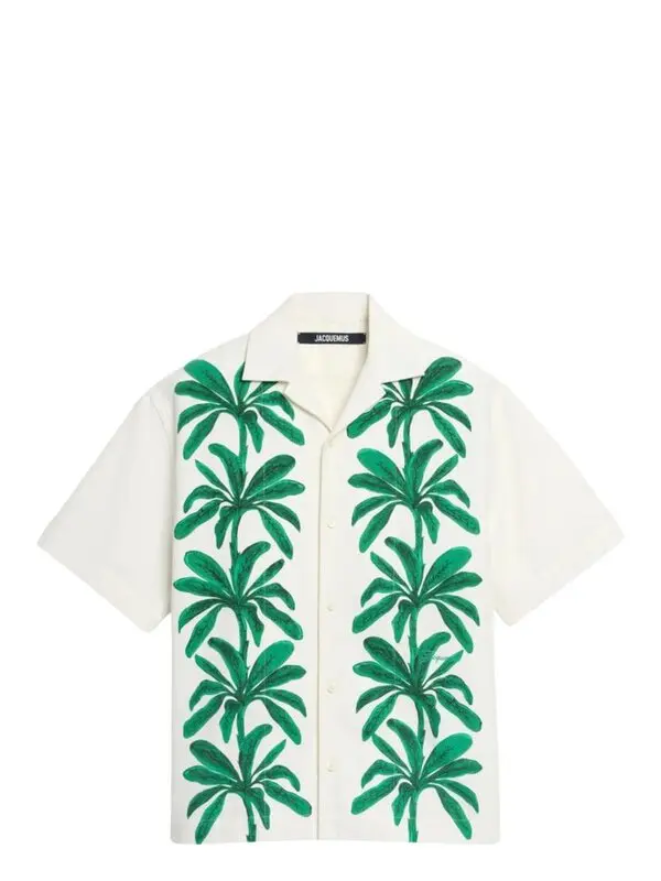 Jacquemus Palm Tree Printed Short Sleeved Shirt - White