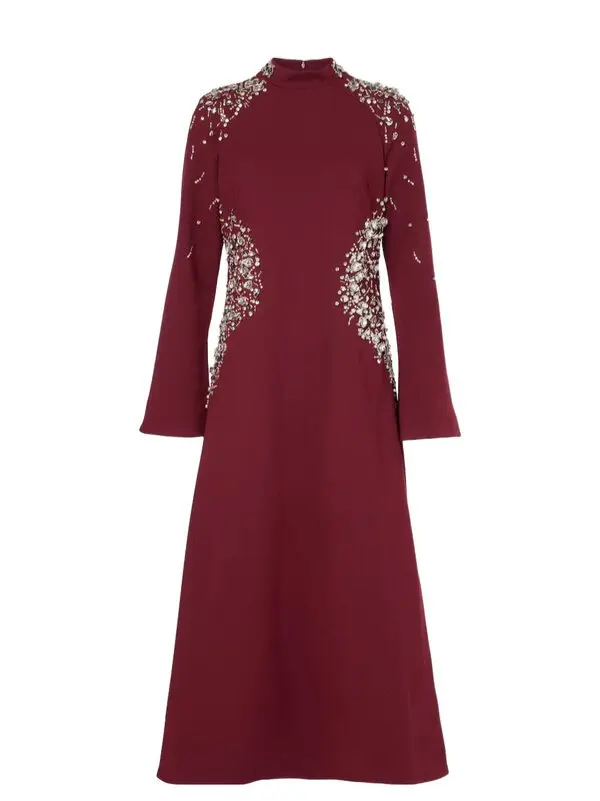 Simkhai Odetta Embellished Crepe Midi Dress - Red