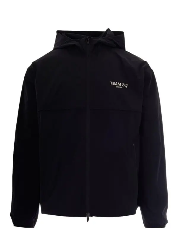 REPRESENT Long-sleeved Hooded Zip-up Jacket - Black