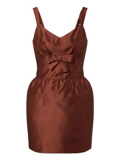 SHUSHU/TONG Bow Detail Minidress - Brown