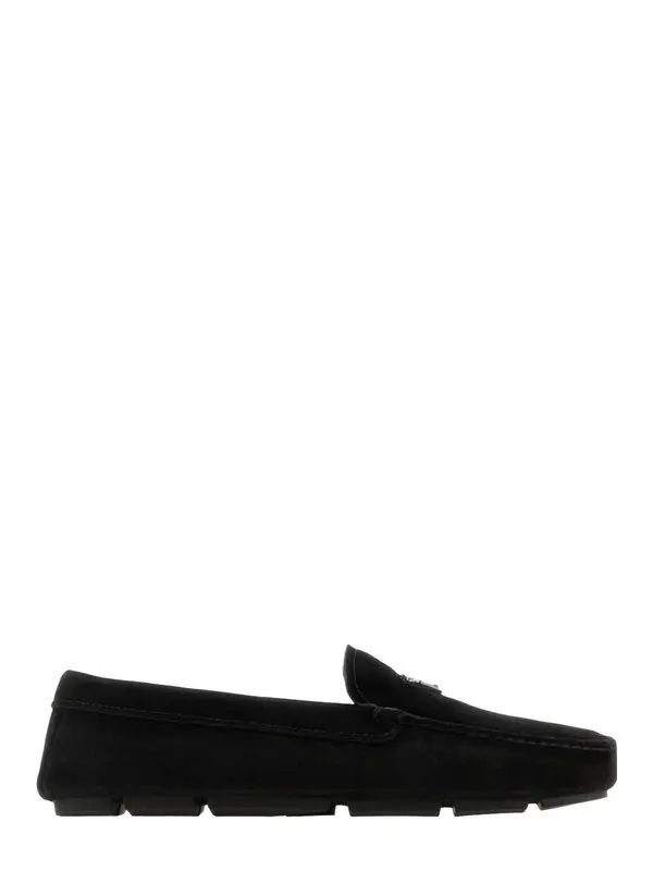 Prada Logo Plaque Slip-on Loafers - Black
